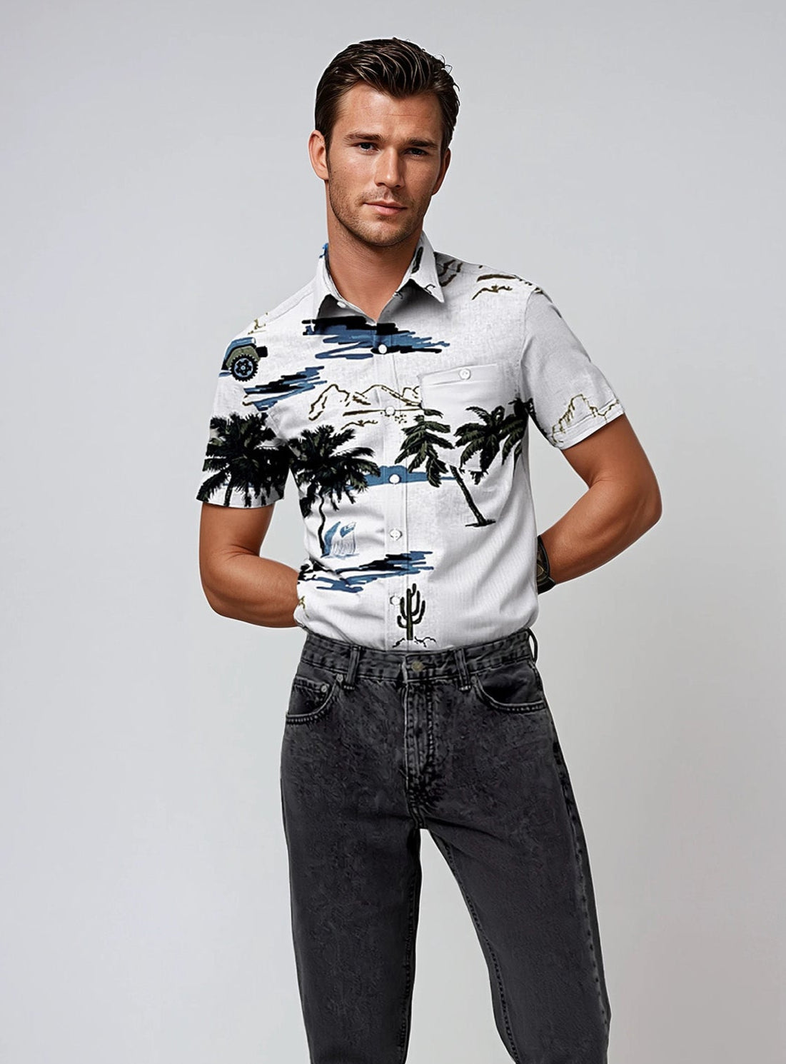 LEVINE | Tropical Short Sleeve Stretch Shirt – Point Zero
