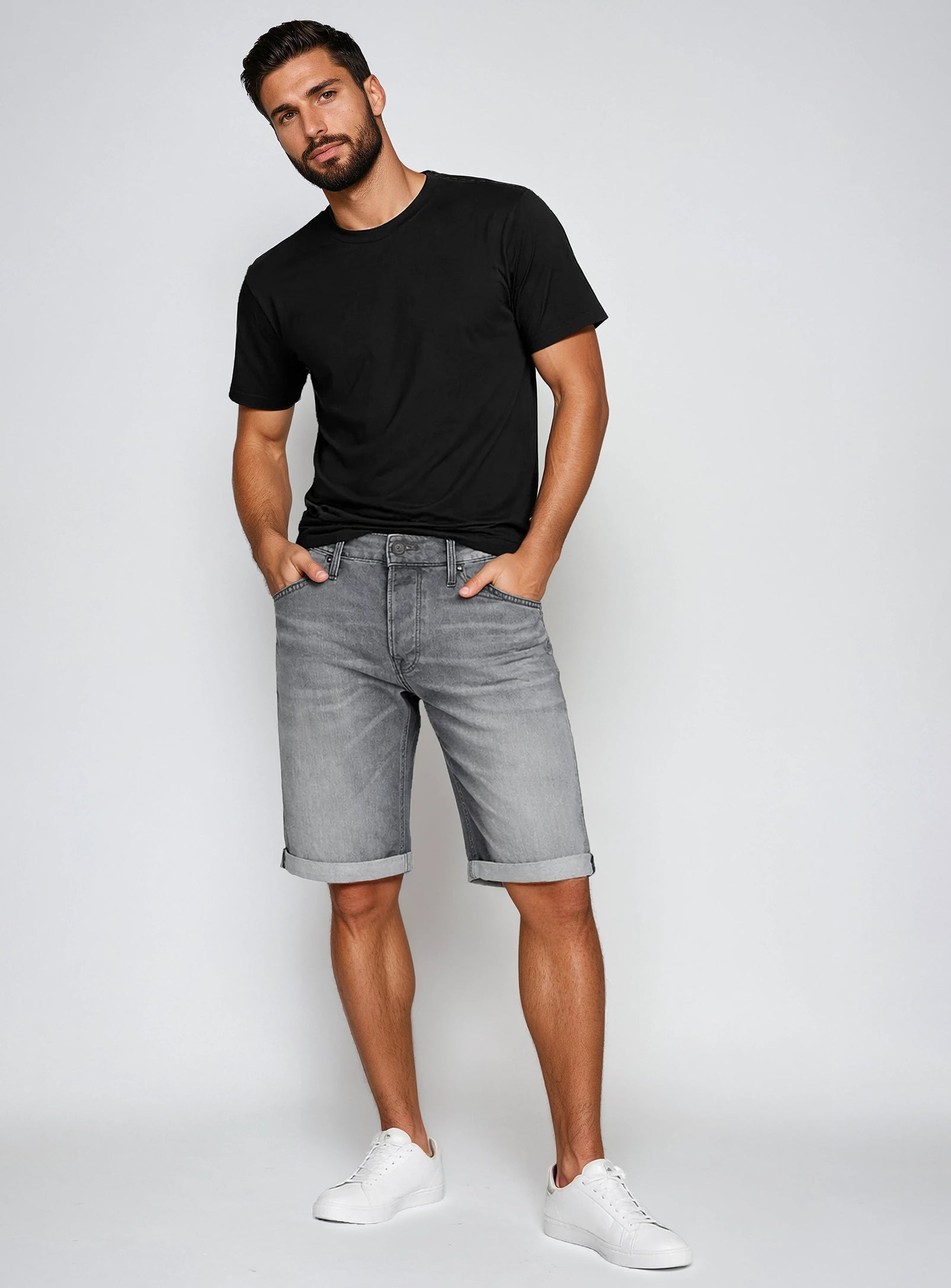 HARRIS | 9 inch Basic Denim Shorts with 5 pockets – Point Zero