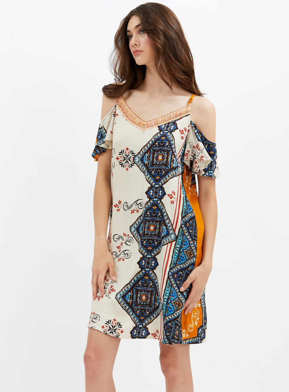 SKYLAR| Cold Shoulder Ruffle Dress – Point Zero